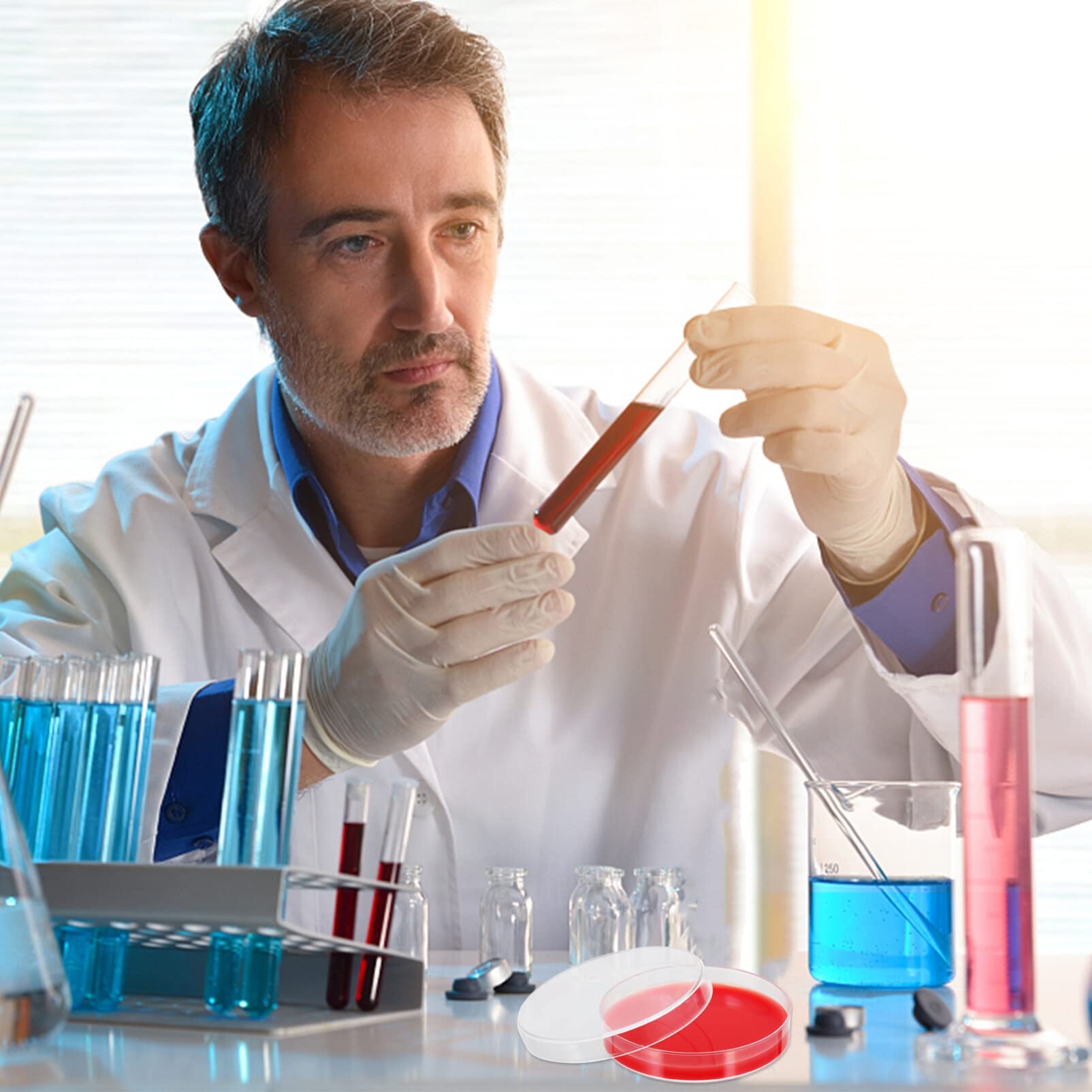 VILLCASE Blood Agar Plates, Blood Agar Medium Biological Determine Equipment, Lab Petri Dishes Blood Agar Plates Culture Dishes for Cultivation of Microorganisms