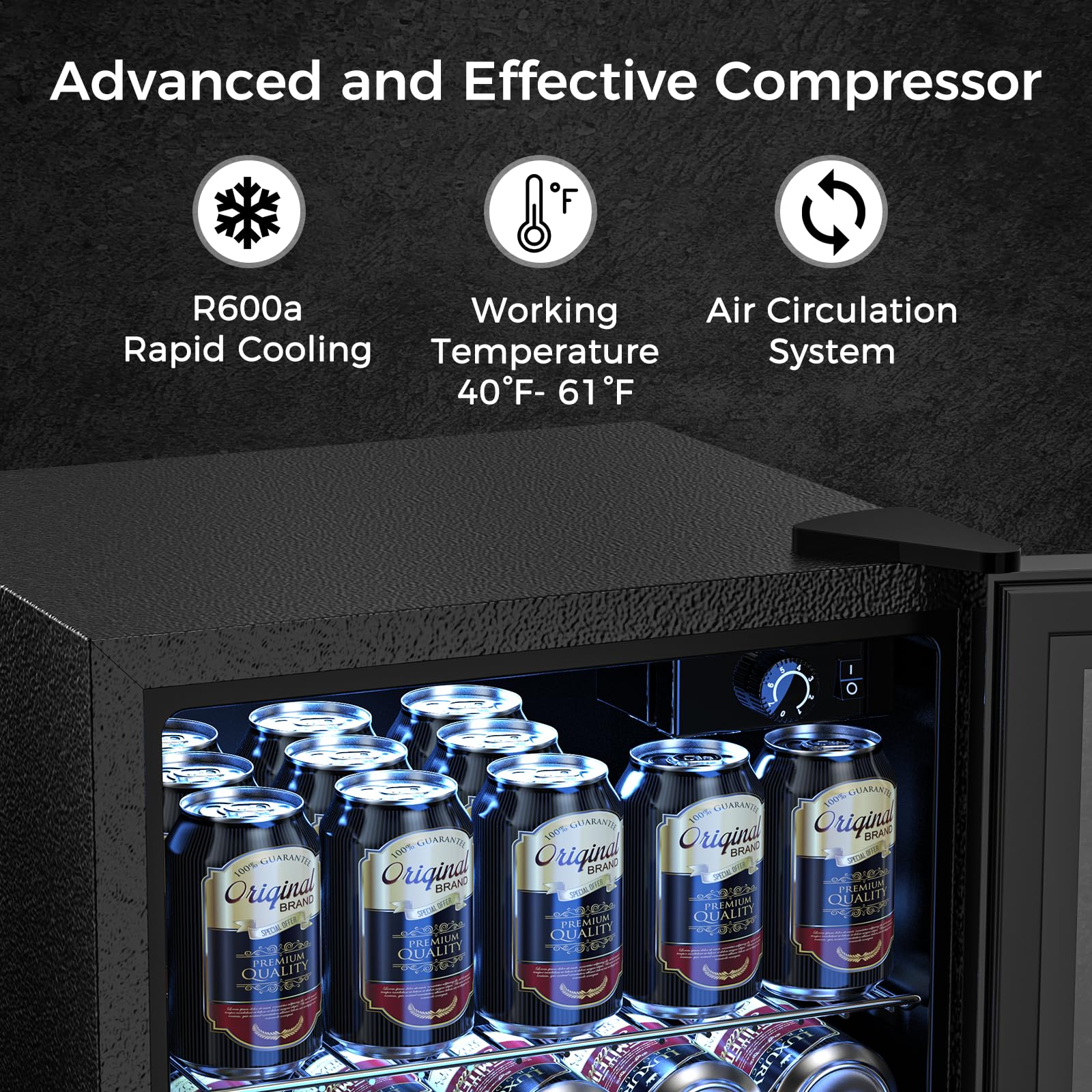 Kndko 1.3 Cu.Ft 12 Bottle 48 Can Beverage Refrigerator, Small Fridge with Tinted Double Pane Glass Door for Wine Beer Soda, Drink Cooler for Home Office Bar with Stainless Shelving