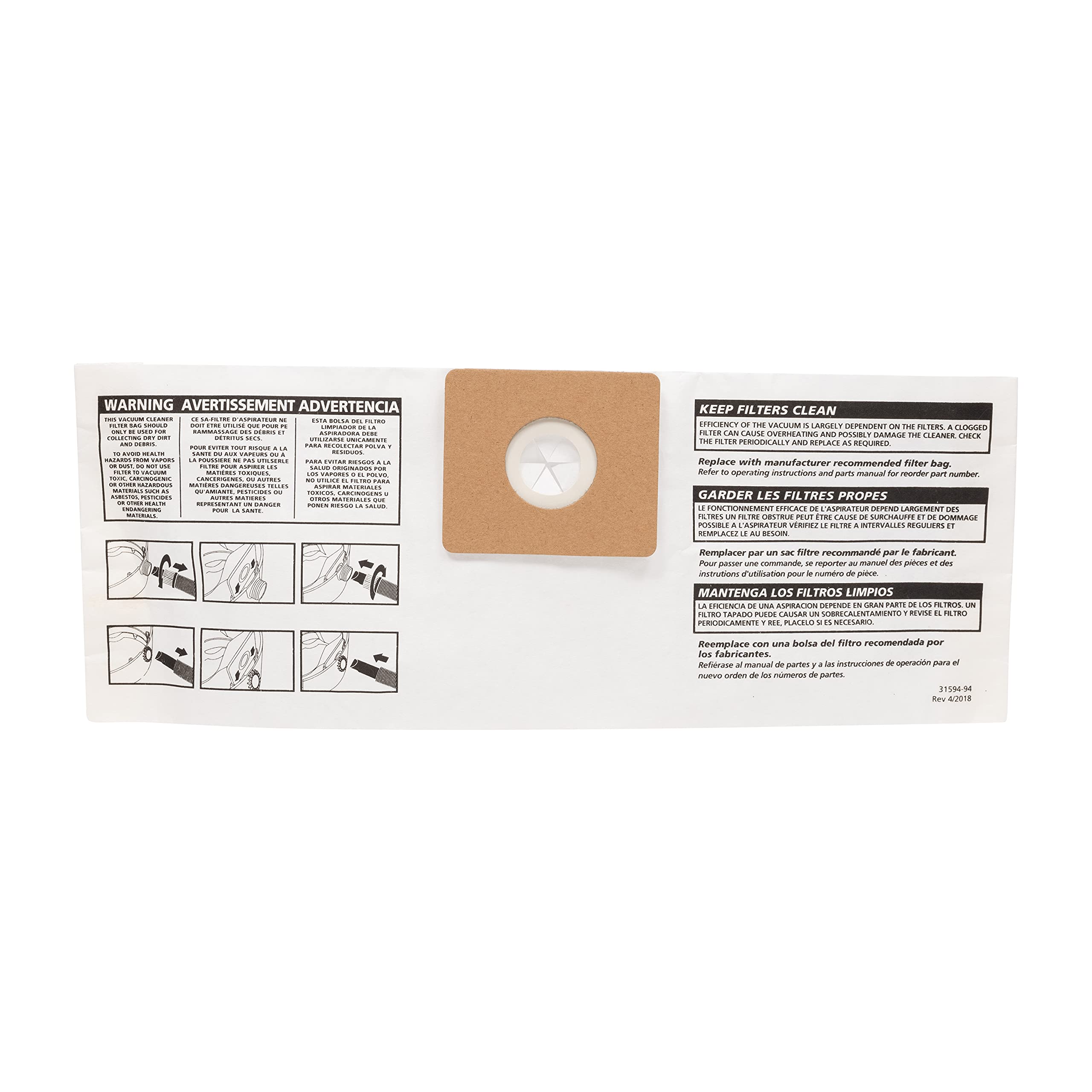Shop-Vac 2021005, Micro Wet Dry Vacuum, 1 Gallon, 1.25 in Diameter x 4 Ft Hose, 50 CFM, (1 Pack) & 9066700 Genuine 1.5 Gallon All Around Collection Bag, Vacuum Collection Bags, (3 Pack)