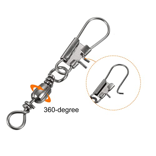 PATIKIL Fishing Barrel Swivel Snaps, 100Pcs 17lb Carbon Solid Ring Terminal Tackle, Black