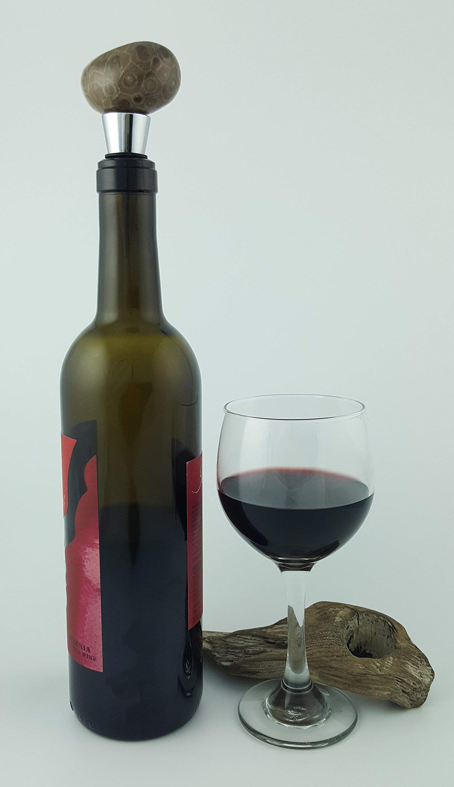 PETOSKEY STONE WINE STOPPER | For Lovers of Wine and Michigan | Includes Complimentary Gift Bag| MADE IN MICHIGAN!