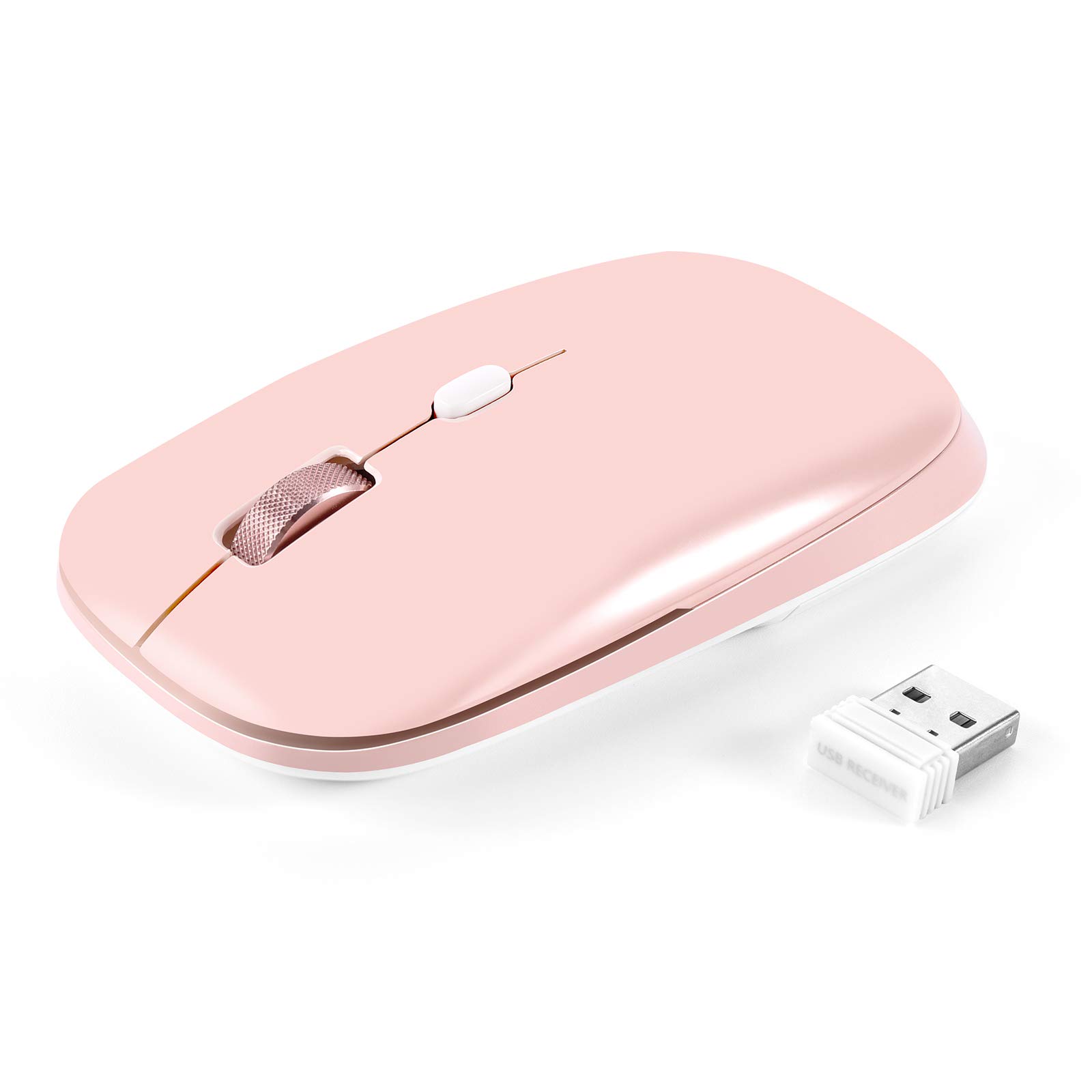 PINKCAT Wireless Mouse, 2.4G Slim Silent Cordless Mouse with USB Receiver, 3 Adjustable DPI Portable Optical Wireless Computer Mice for Laptop, PC, Notebook, Deskbtop, MacBook - (Pink)