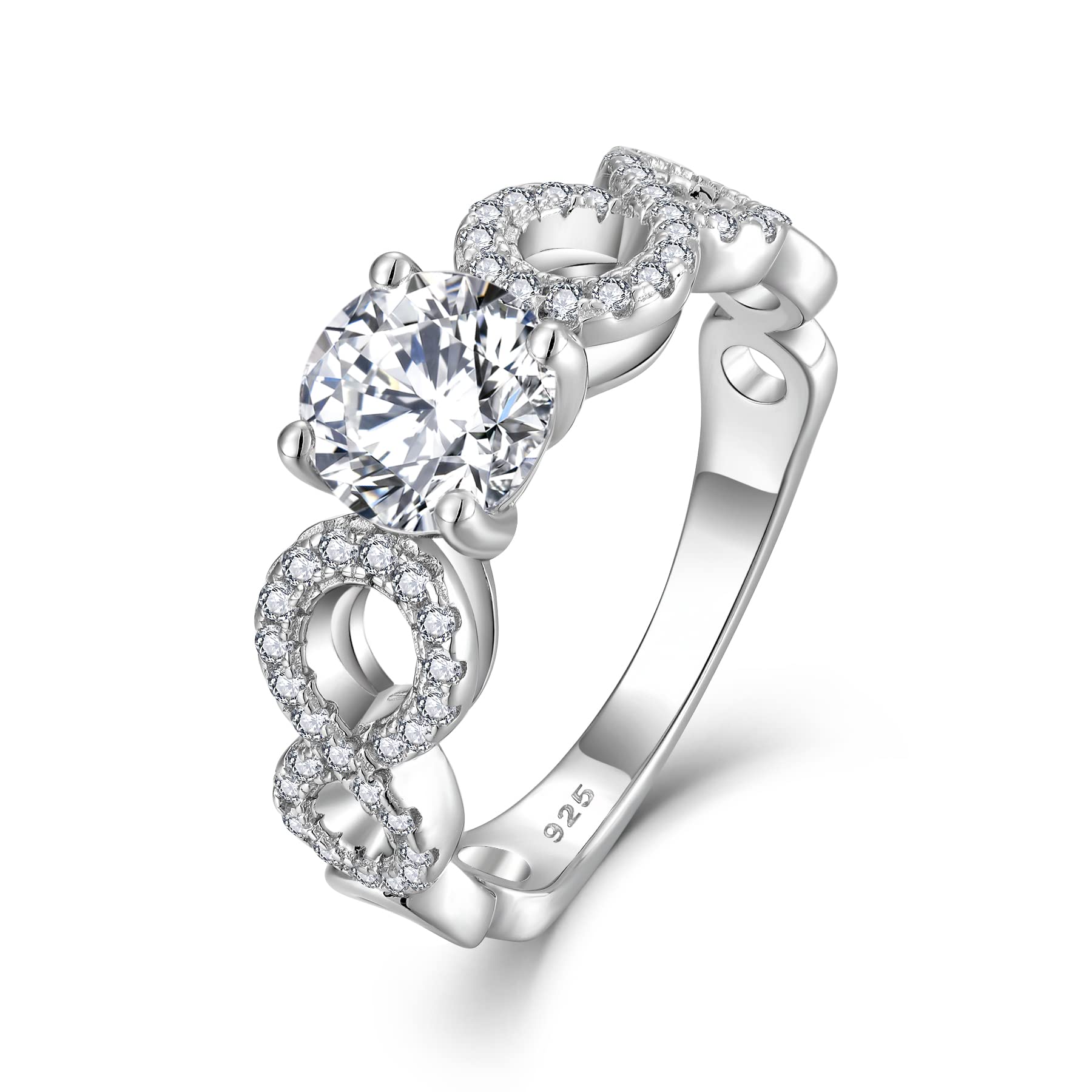 PAZEEN Infinity Rings for Women 925 Sterling Silver Birthstone Band Cubic Zirconia Statement Ring Bridal Wedding Anniversary Promise Ring for Her size9