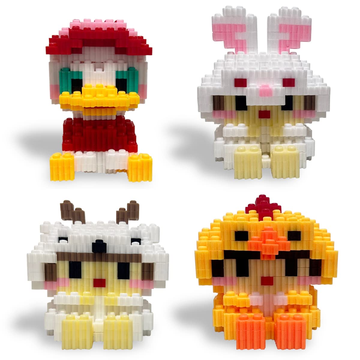Pinkiwine 4 Pack Easter Building Block Toys for Kids Boys Girls Teens Easter Basket Stuffers Gifts
