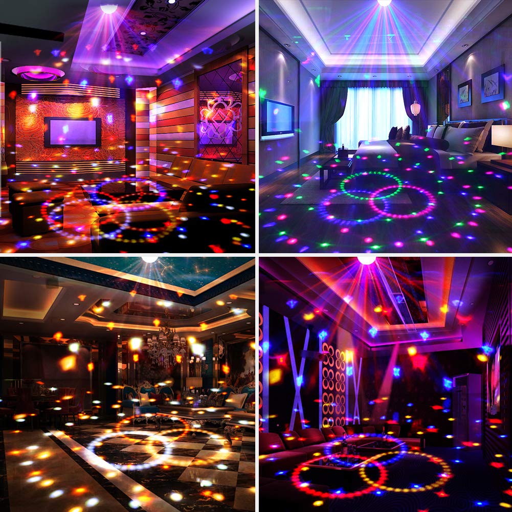 Lukasa Disco Ball Party Lights,Sound Activated Disco Lights with Remote Control,7 RBG Modes Atmosphere Strobe Light for Home Room Dance Birthday DJ Bar Karaoke Xmas Wedding Show Club Pub
