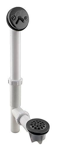 Westbrass 592244-62 White 1-1/2" Tubular Trip Lever Bath Waste Drain Kit, Matte Black