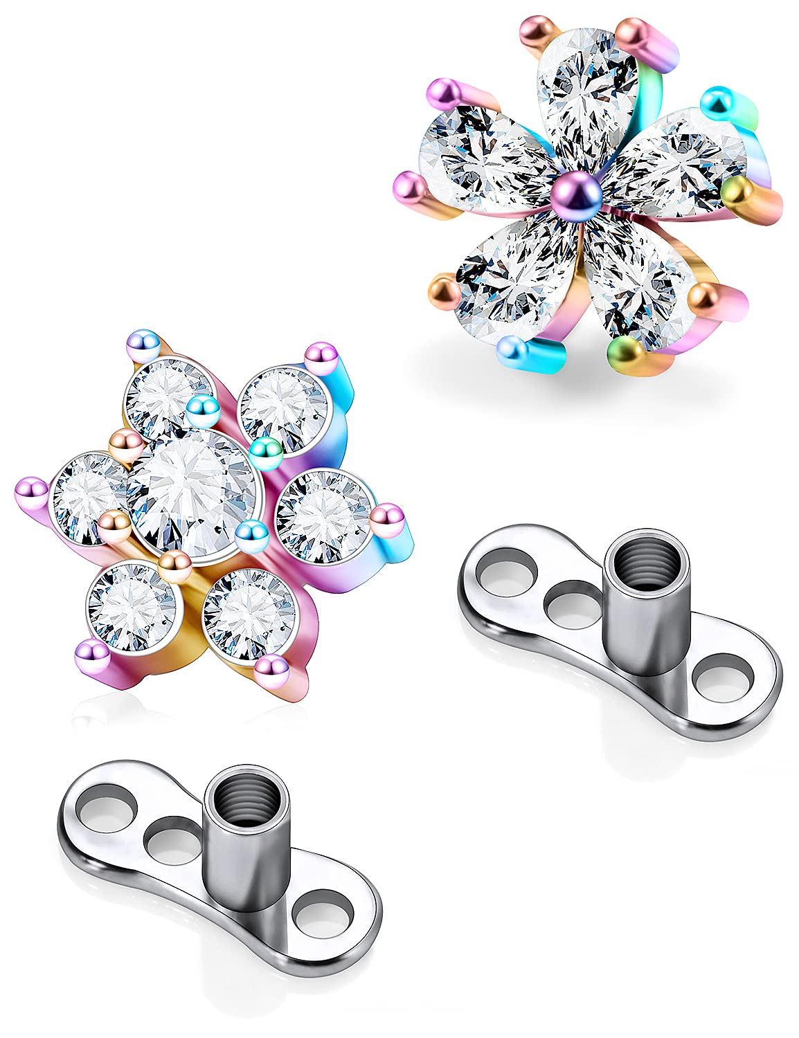 Leiainely Dermal Piercing Jewelry Dermal Tops Dermal Jewelry Dermal Top Dermal Piercing Kit Surface Piercing Jewelry Surface Tragus Jewelry 14 Gauge Dermal Anchor Titanium Replacement Microdermals