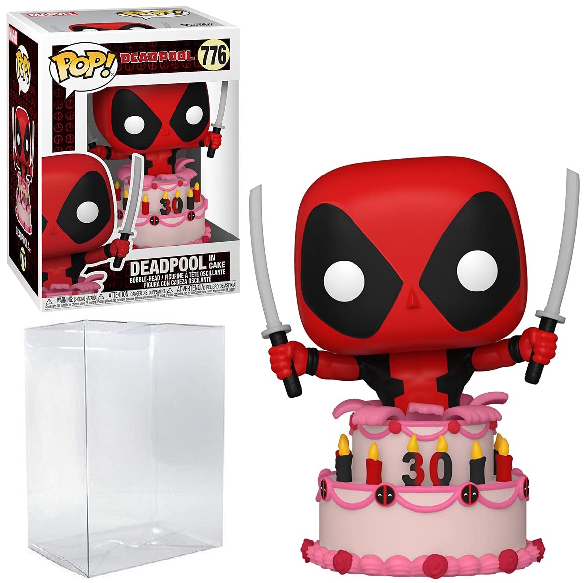 POP Marvel: Deadpool 30th - Deadpool in Cake Funko Vinyl Figure (Bundled with Compatible Box Protector Case), Multicolor, 3.75 inches
