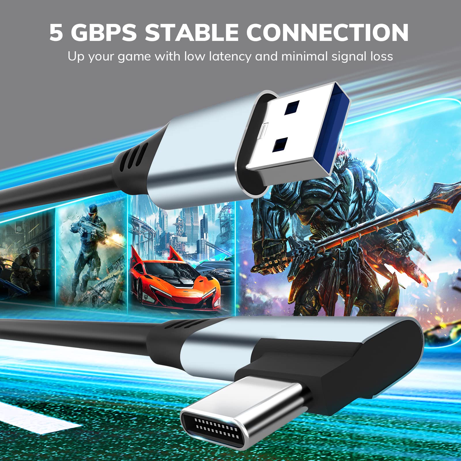 RUIZHI for Oculus Quest 2 Link Cable16ft Fast Charging and High Speed Data Transfer USB 3.0 to USB C Cable Compatible with Oculus/Meta Quest 2 VR Headset Gaming PC Steam VR
