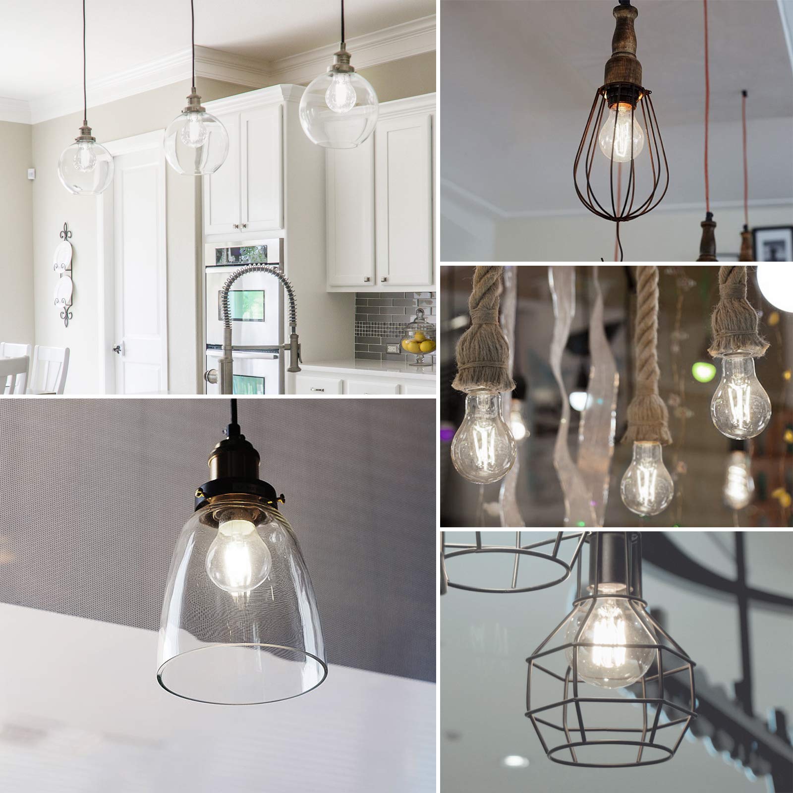 LANGREE A19 LED Light Filament Bulbs, 4000K Daylight White, Equivalent 60 Watt, E26 Medium Base Led Bulb, Non-Dimmable, High CRI 95+ Led Bulb, Clear Glass for Bathroom Kitchen Dining Room, Pack of 6