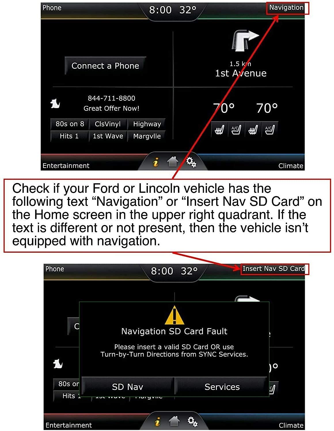 Navi.on SD Card A11 GM5T-19H449-AE, Compatible with Ford & Lincoln, Sync USA/Canada.