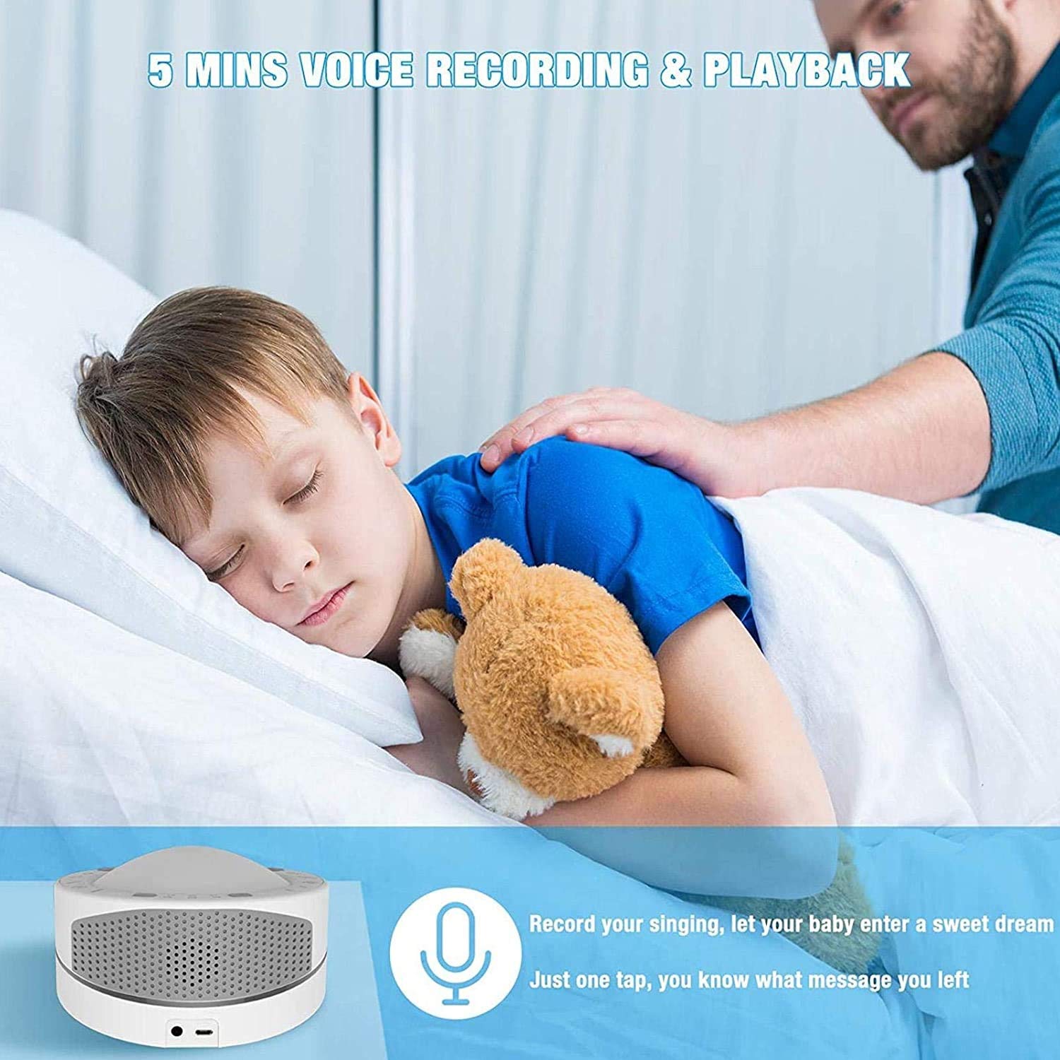 SWIMXL Sleep Sound White Noise Machine with 10 Soothing Sounds and Night Lights by AC or USB for Sleeping Relaxation