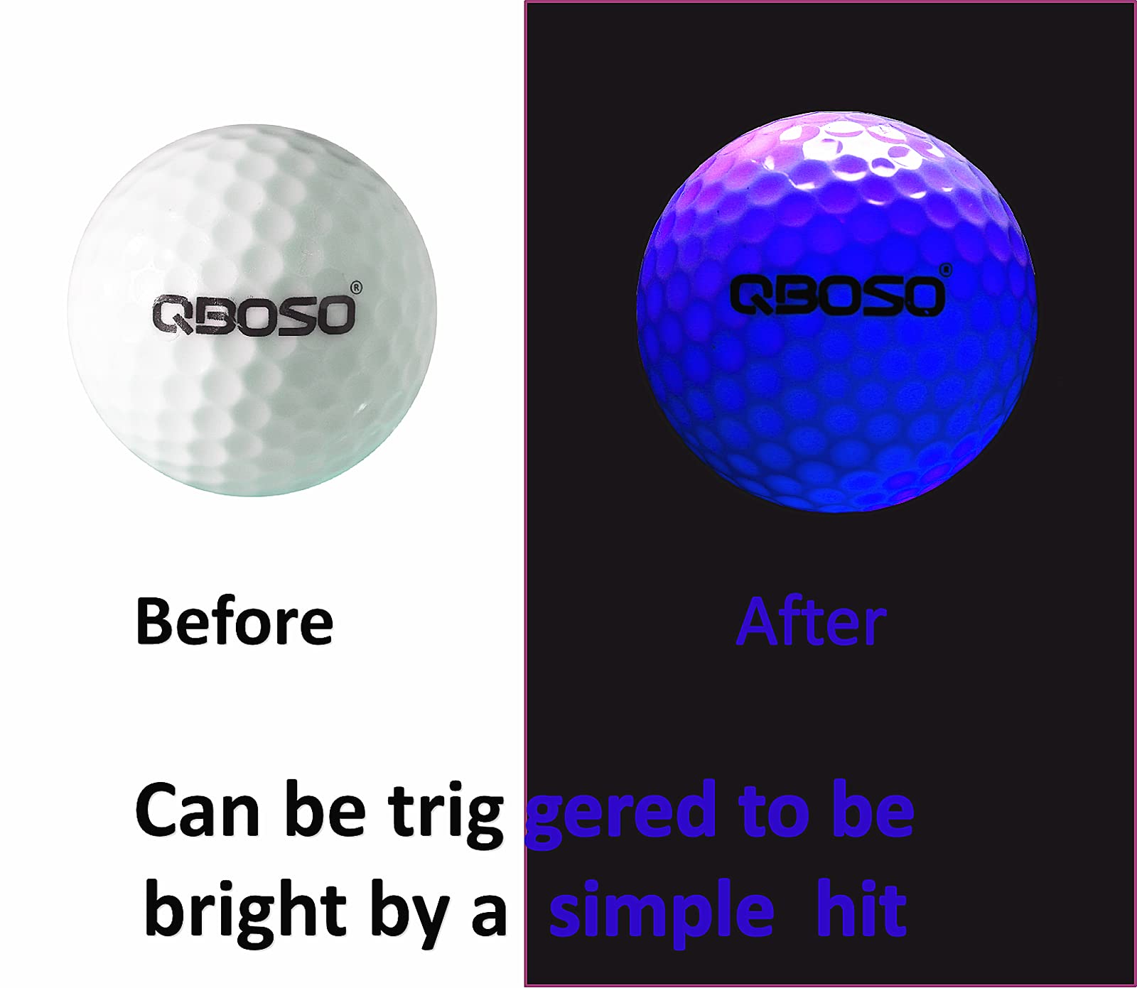 MOYODOR Glow in The Dark Golf Balls QBOSO LED Golf Balls, Light Up Golf Balls More Fun at Night and Make Your Every Shot Counts,Triggered by a Simple hit. 6 Pack (Blue)