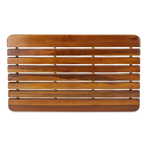TeakCraft Teak Shower Mat, 24 Inch, Non Slip, The Troy