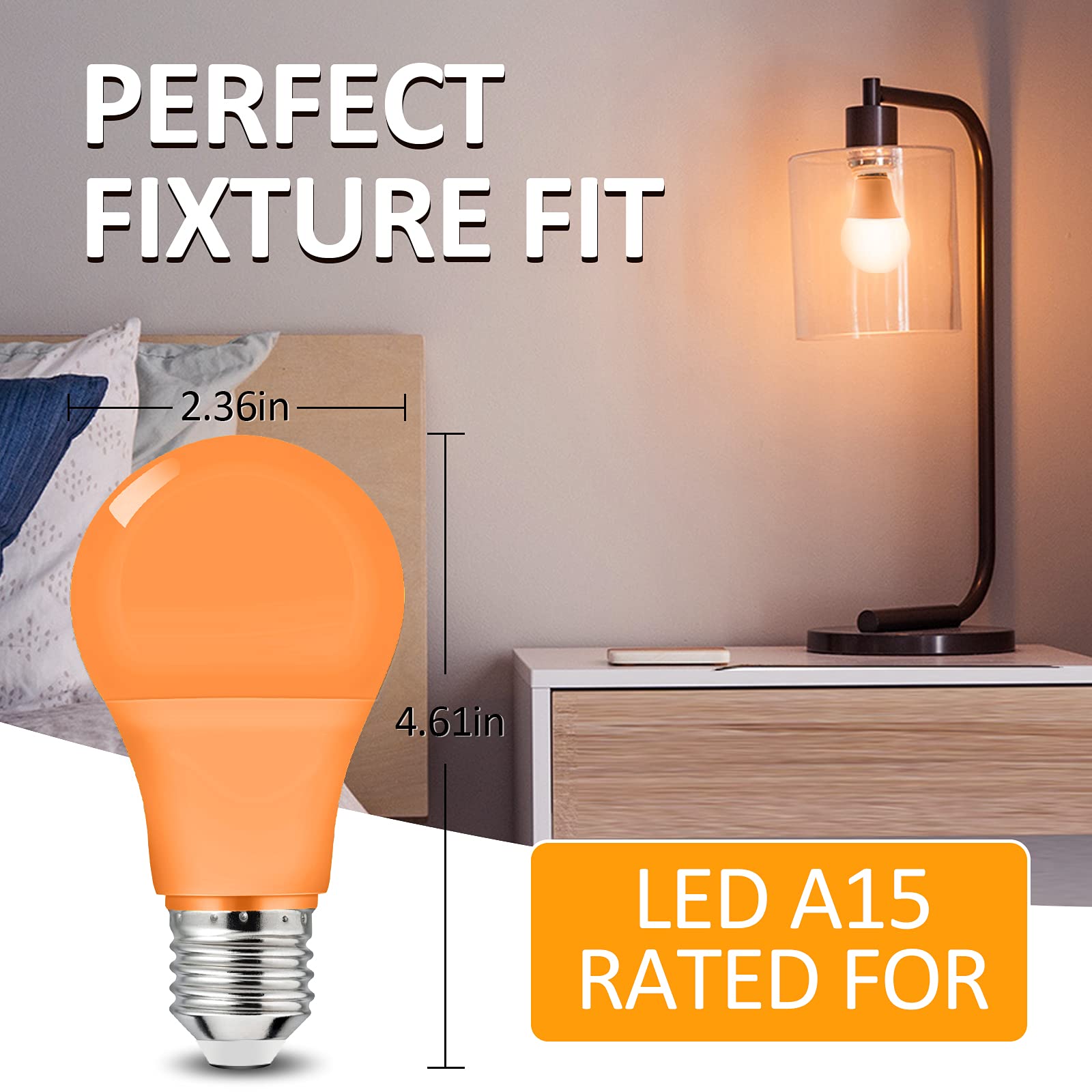 KQHBEN Orange Light Bulbs, 9Watts (60w Equivalent), E26 Base, for Halloween Christmas Party Bar Decor, 2-Pack