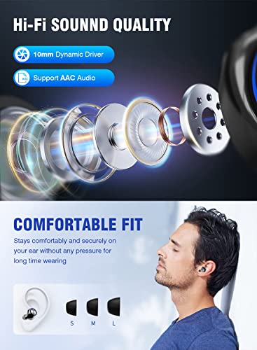 YINPUTENGS Wireless Earbuds Bluetooth 5.3 Headphones Key Control. Headphones 200 Hours Playtime,IPX7Waterproof Stereo in-Ear Built-in Mic,Premium Deep Bass LCD Display,for Sports/Working