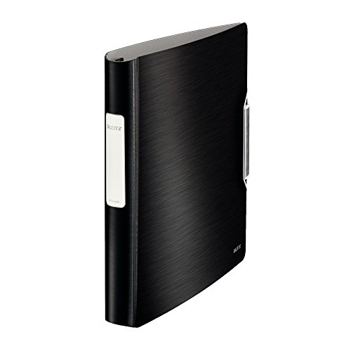 Leitz 4 Ring Binder, Holds up to 280 Sheets, Style Range, 52 mm Spine, 42450094 - A4, Satin Black