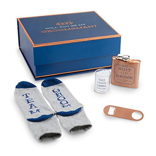 Kate Aspen Navy & Copper Will Kit Groomsman Gift, One Size, Brown
