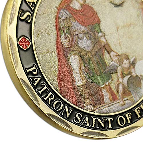 St. Florian Patron Saint of Firefighters with Prayer Challenge Coin