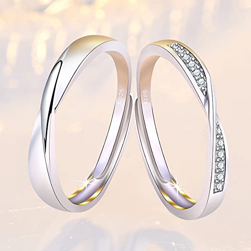 MIFYNN Statement Ring for Couples Bamboo Ring for Women Men Adjustable Wedding Trendy Gold Plated Rings Jewelry Gift (Mobius-silver)