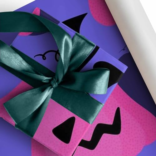 InterestPrint Black Pumpkin Gift Wrapping Paper Gift Paper for Birthday, Holiday, Graduation 1 Piece