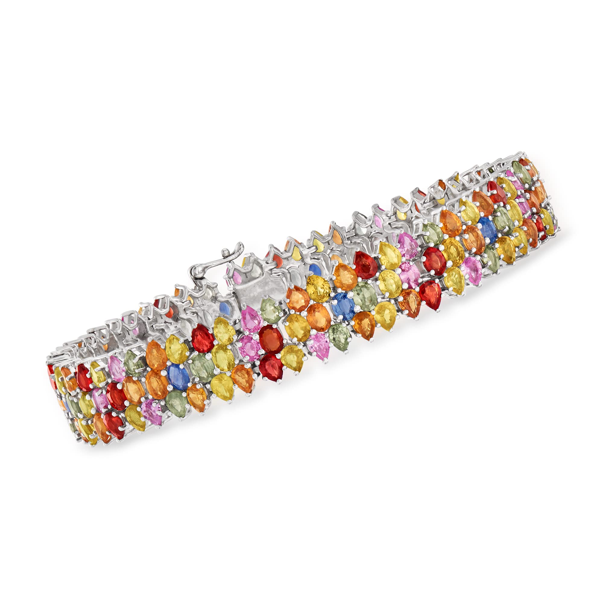 Ross-Simons 36.00 ct. t.w. Multicolored Sapphire Bracelet in Sterling Silver. 8 inches