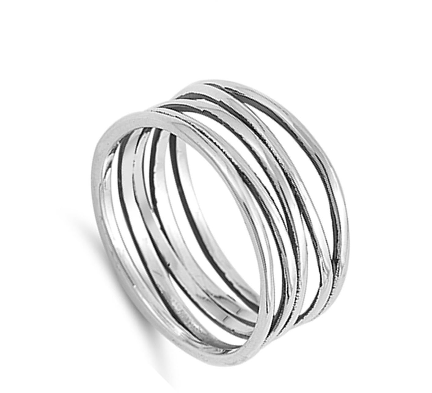 Knot Bar Line Design Polished Cute Ring New .925 Sterling Silver Band Size 7