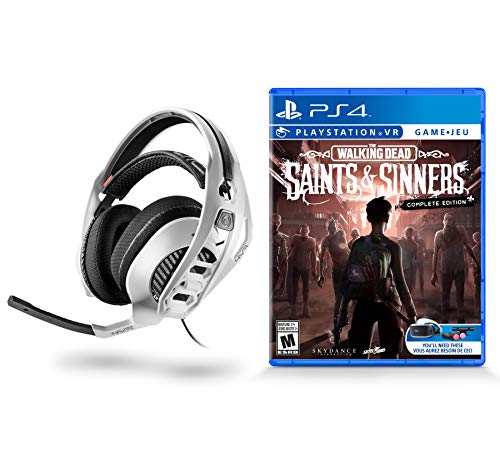 Maximum Games Rig 4VR White Stereo Gaming Headset for PlayStation + The Walking Dead: Sinners and Saints PSVR - PlayStation 4