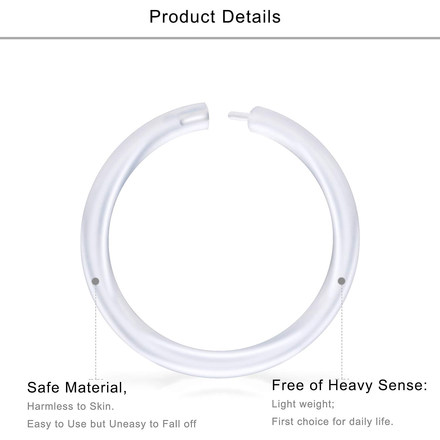 Lcolyoli 24PCS 18G Septum Retainer Clear Nose Hoop Rings Bioflex Cartilage Tragus Helix Earring Clicker Piercing Jewelry for Women Men 6mm 1/4 inch Inner