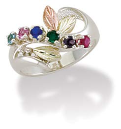 Landstroms Black Hills Gold Mothers Ring in Sterling Silver - Customize from 2-6 2.5MM Genuine Birthstones