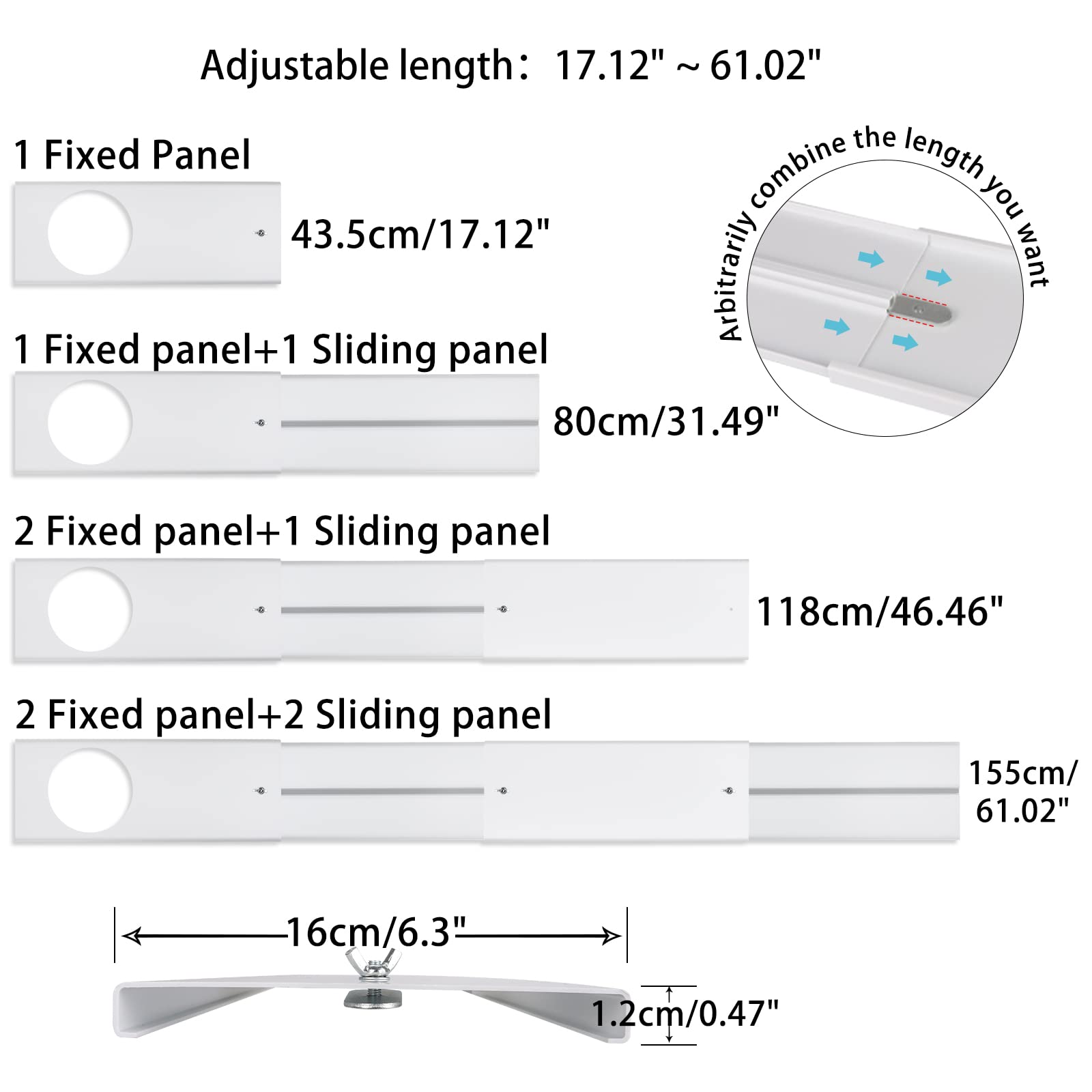 Portable Air Conditioner Window Kit with 5.9" Coupler & Sealing Tape, Universal Sliding Window Slide Seal Plates for AC Unit, AC Window Vent Kit, AC Window Seal AccessoriesâŚ