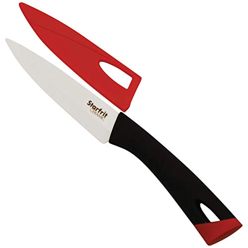 Starfrit 093871-003-NEW1 4" Ceramic Paring Knife with Protective Sheath, Black/White,One Size