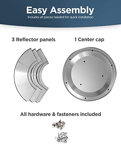 Rangland Heat Reflector Shield for Outdoor Propane Patio Heaters, Weatherproof Aluminum Top Dome-cap (All hardware included - Universal replacement fit)