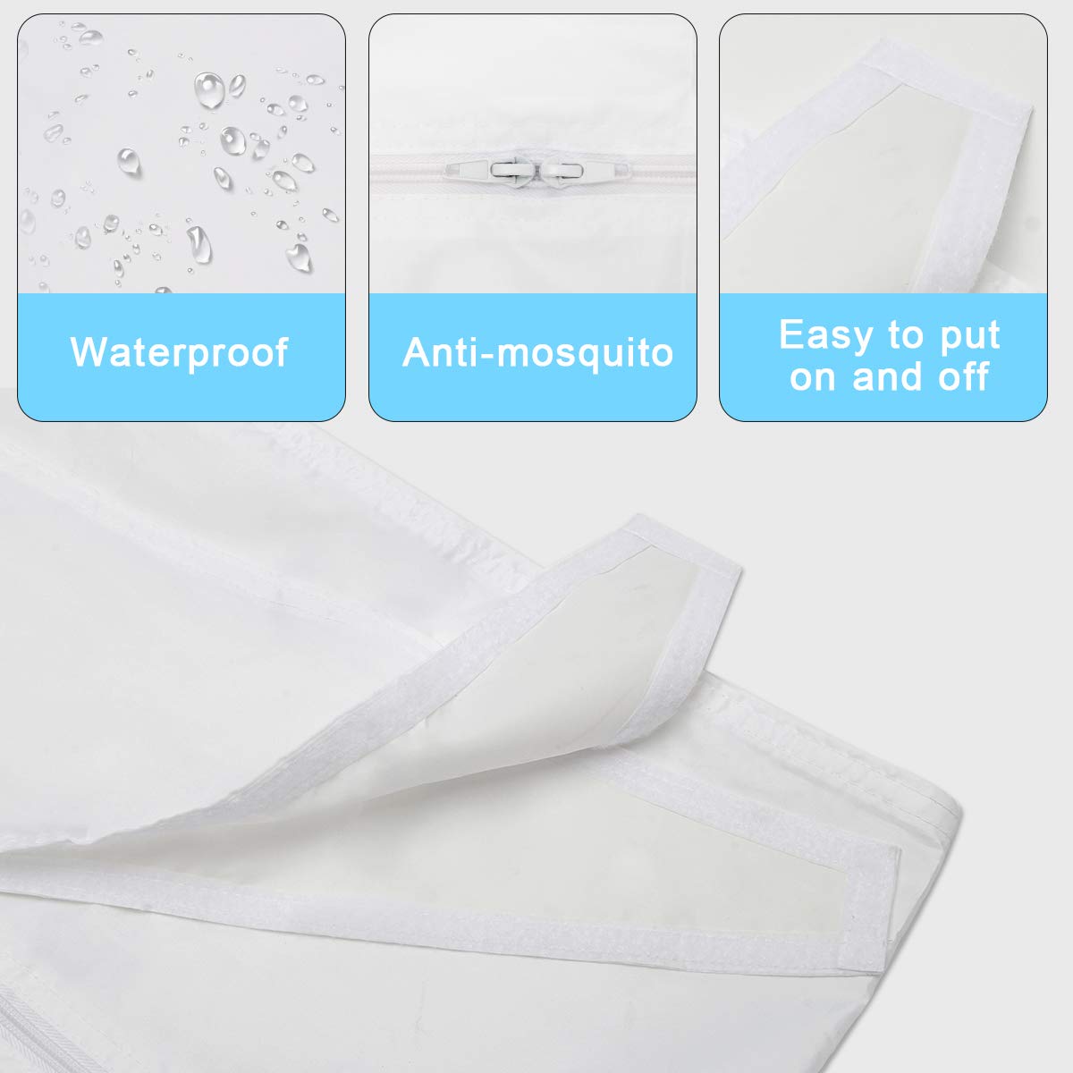 Luxiv 158" Window Seal Kit for Portable Air-Conditioner with Zip and Adhesive Fastener White Airlock Sliding Window Seal Cloth for Mobile AC (158in / 400cm)