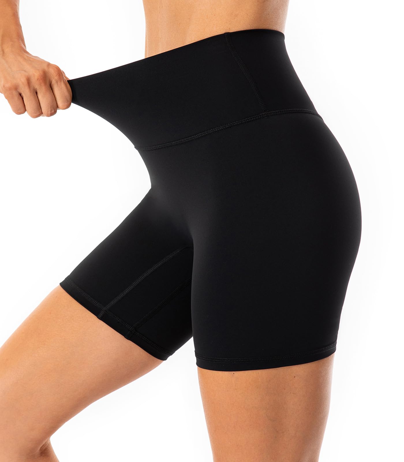 Lavento Women's All Day Soft Yoga Shorts 6 Inch - Workout Gym Running Active Biker Shorts for Women (Black, 6)