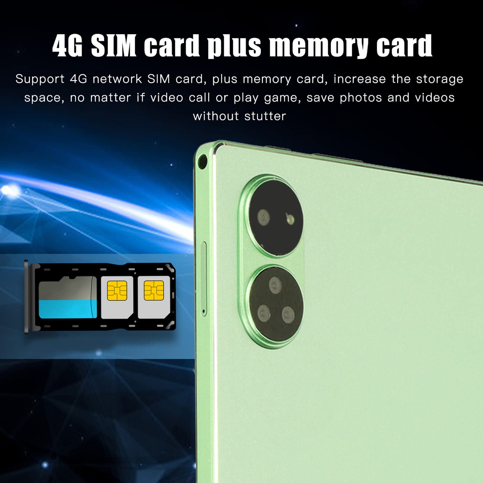 Tablet 10.1 Inch Android 11 Tablets, 4GB RAM 128GB ROM Octa Core Tablets with Dual Cameras, 128GB Expandable, Dual Card Slot Dual WIFI, Large Capacity Battery, 5MP Front and 8MP Rear Cameras(Green)