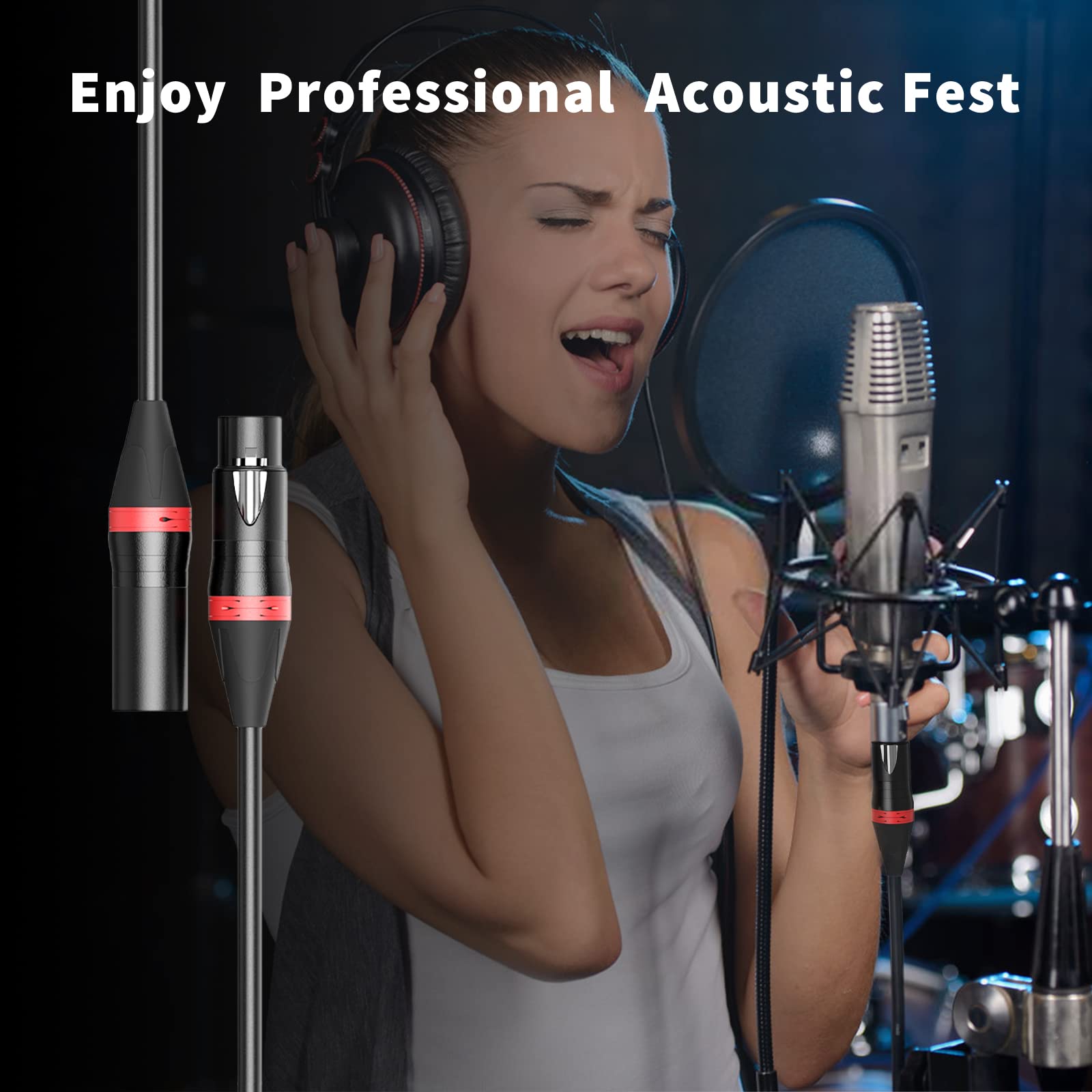 Rxonof XLR Cables 10 ft-2 Pack, XLR Cable XLR Male to Female Microphone Cable Compatible with Microphones, Mixer, Speaker Systems and More