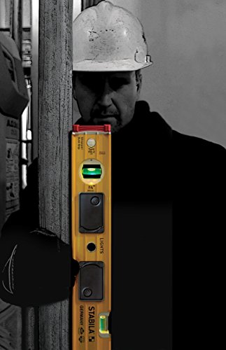 Stabila 39324 196 LED"The Lights" Level Kit, a 24" Level with Two Illuminated Vials and Two Light Packs, Yellow