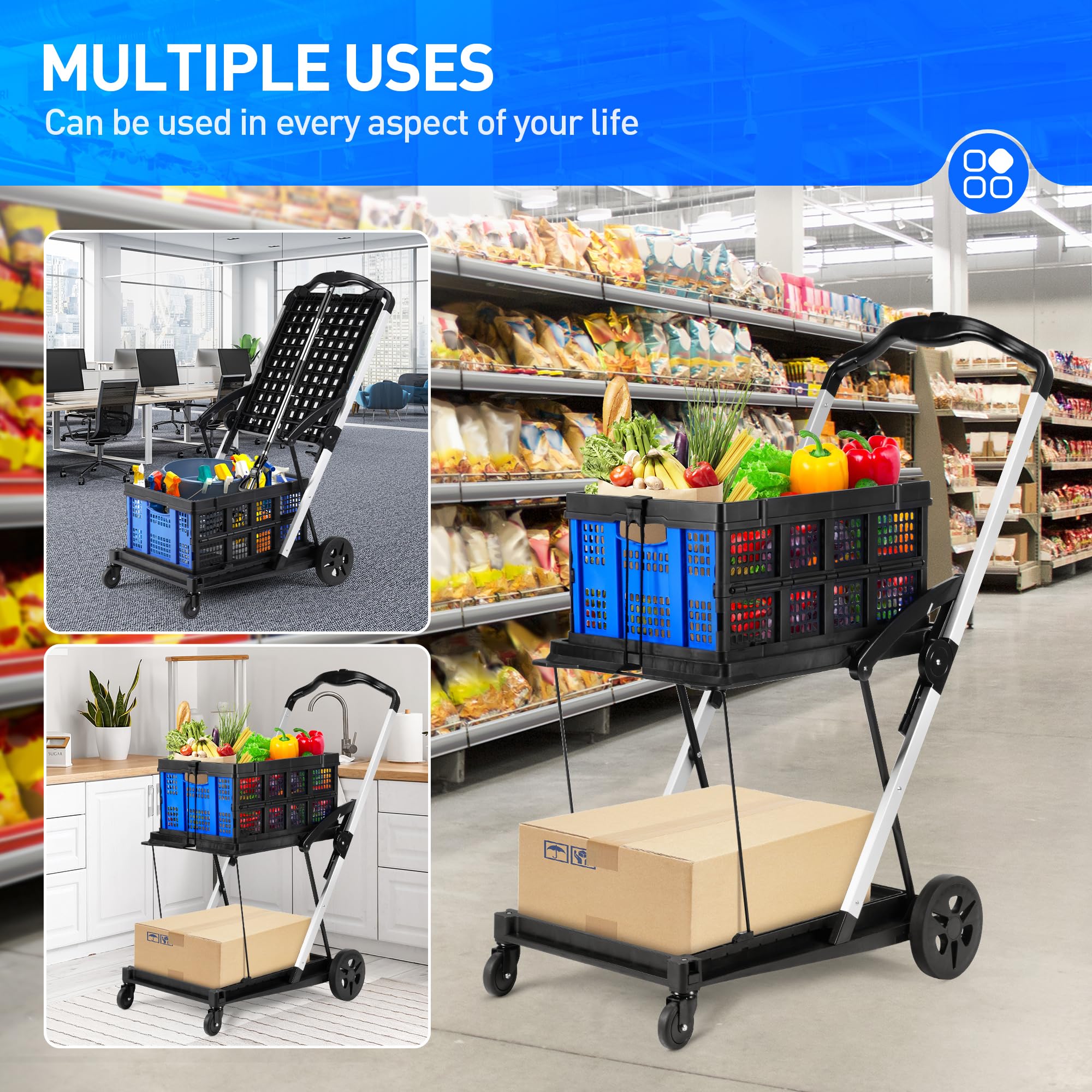 Shopping Cart BLUE with double basket