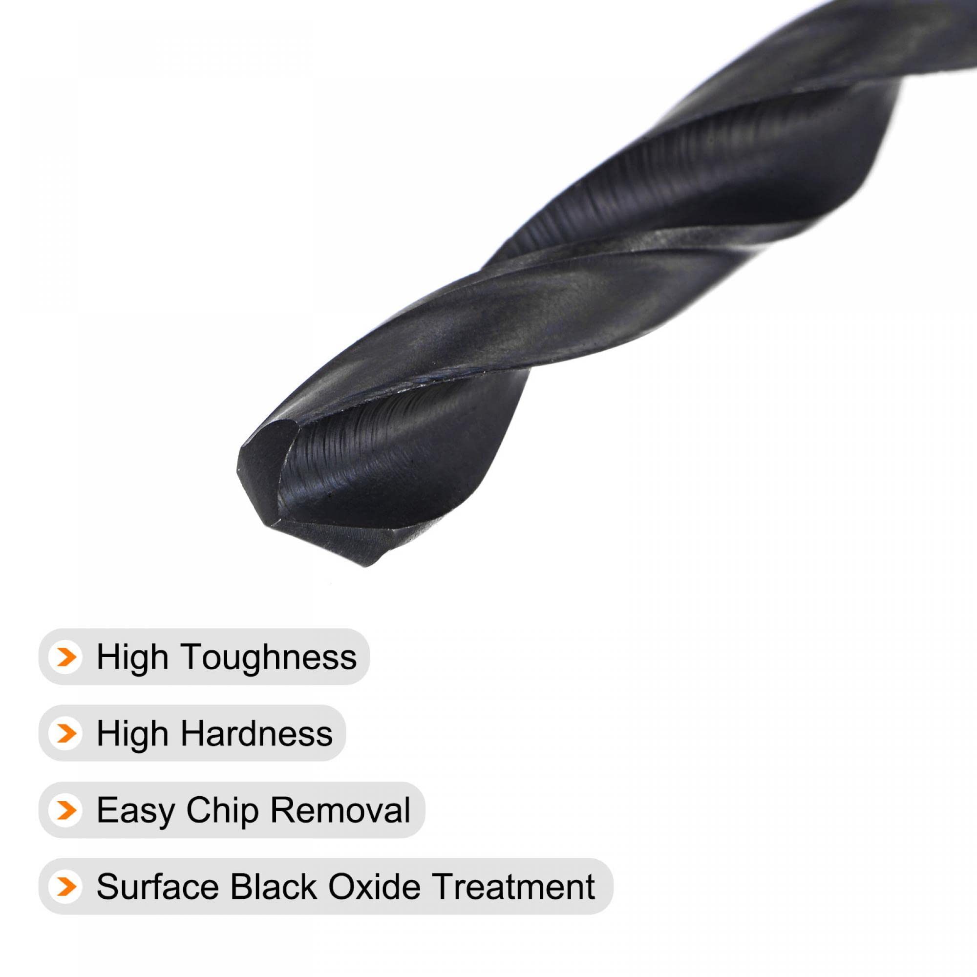 uxcell 6542 High Speed Steel Straight Shank Twist Jobber Drill Bit, Fully Ground Black Oxide Drill Bits 6.8mm Drill Diameter 110mm Total Length 4 Pcs