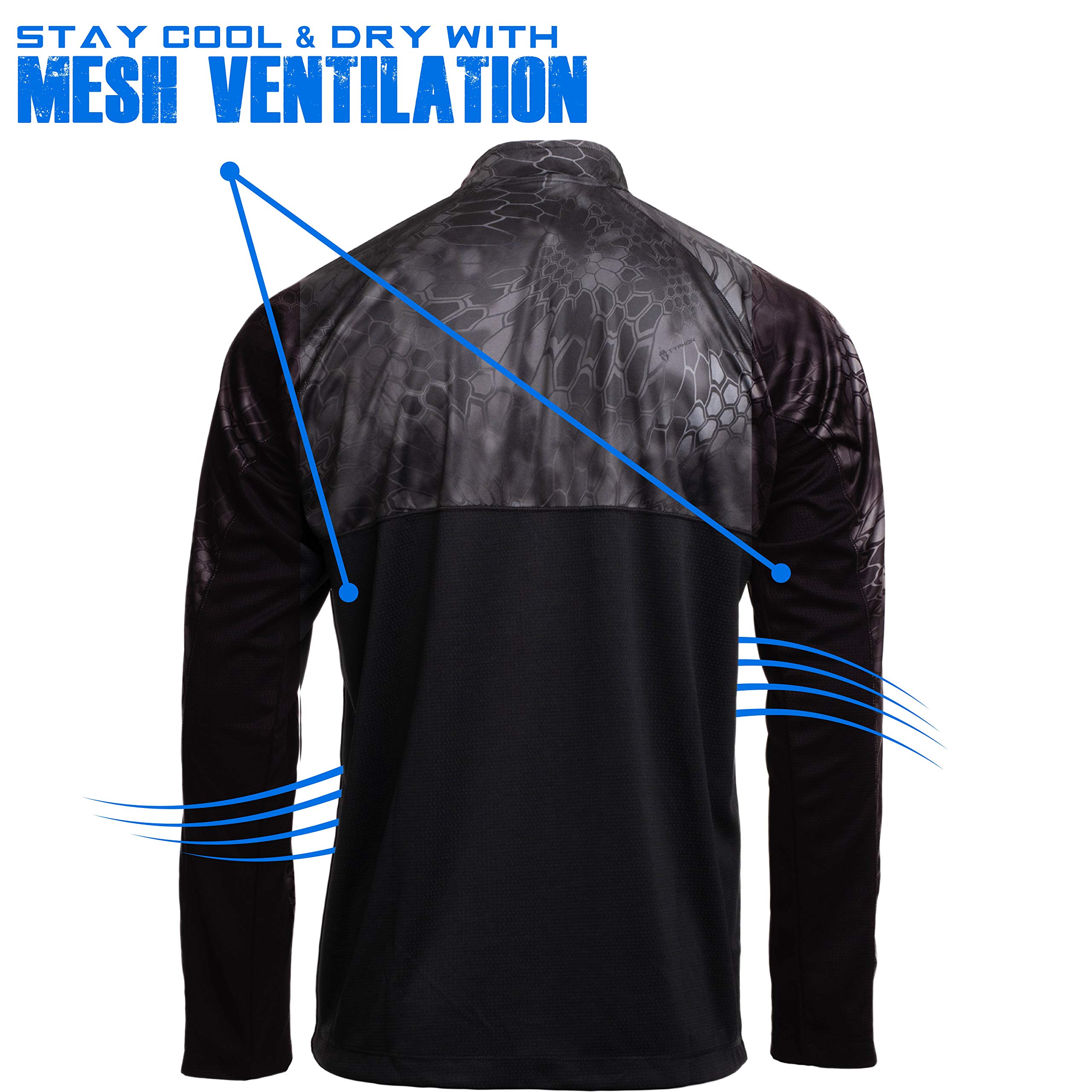 Kryptek Men's Long Zephyr 1/2 Zip, Typhon/Black, L