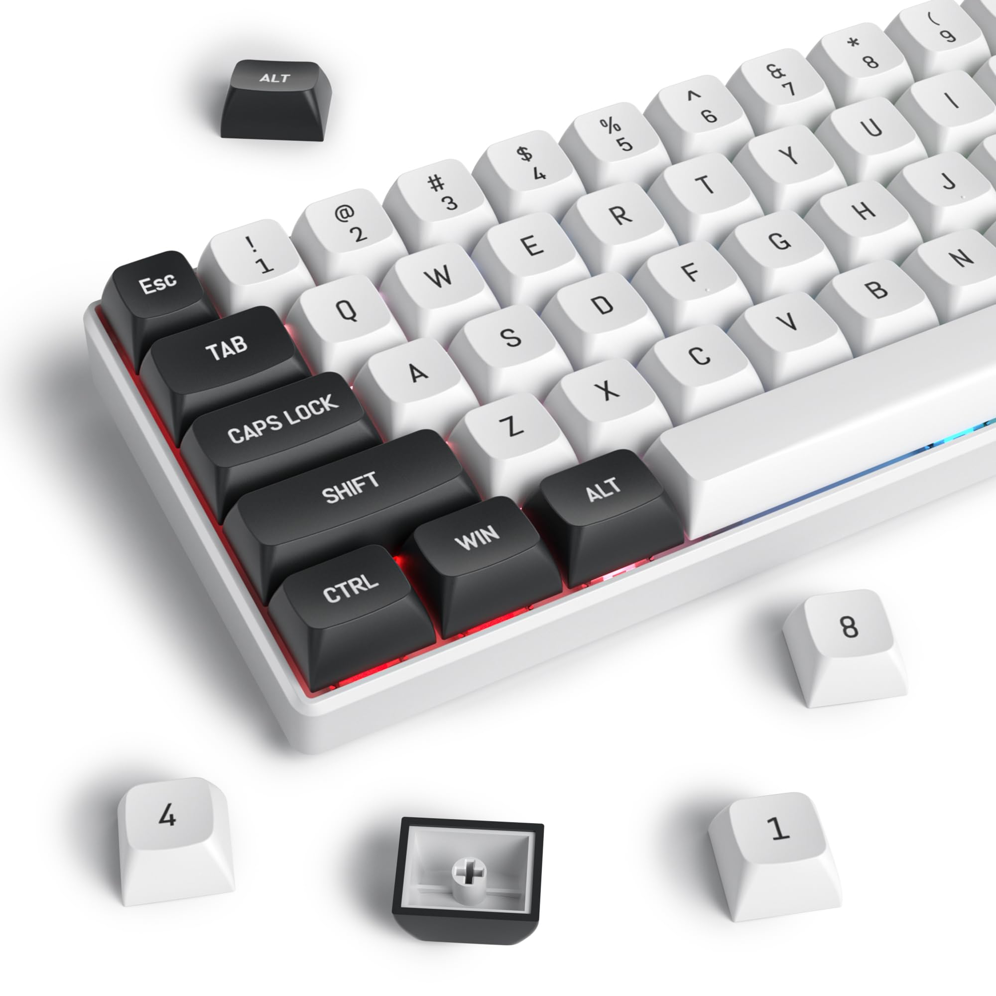 Taeeiancd Keycaps 60 Percent 150 Keys Double Shot PBT Custom Gaming Keycaps CSA Profile for US/ISO Layout 60% 65% 95% Cherry/Gatron MX Switches Mechanical Gaming Keyboards