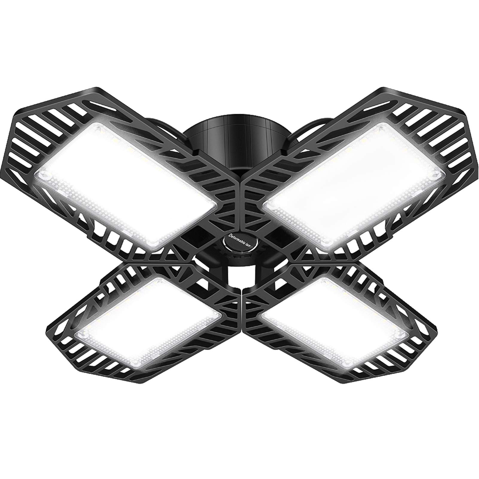 LVYOUIF 100W LED Garage Lights DEFORMABLE New Four Leaf Lighting LED Garage Ceiling Lights Super Bright 10000LM, 6000K, CRI80, E26/E27 Utility LED Light Best for Garage, Workshop, Basement, BARN