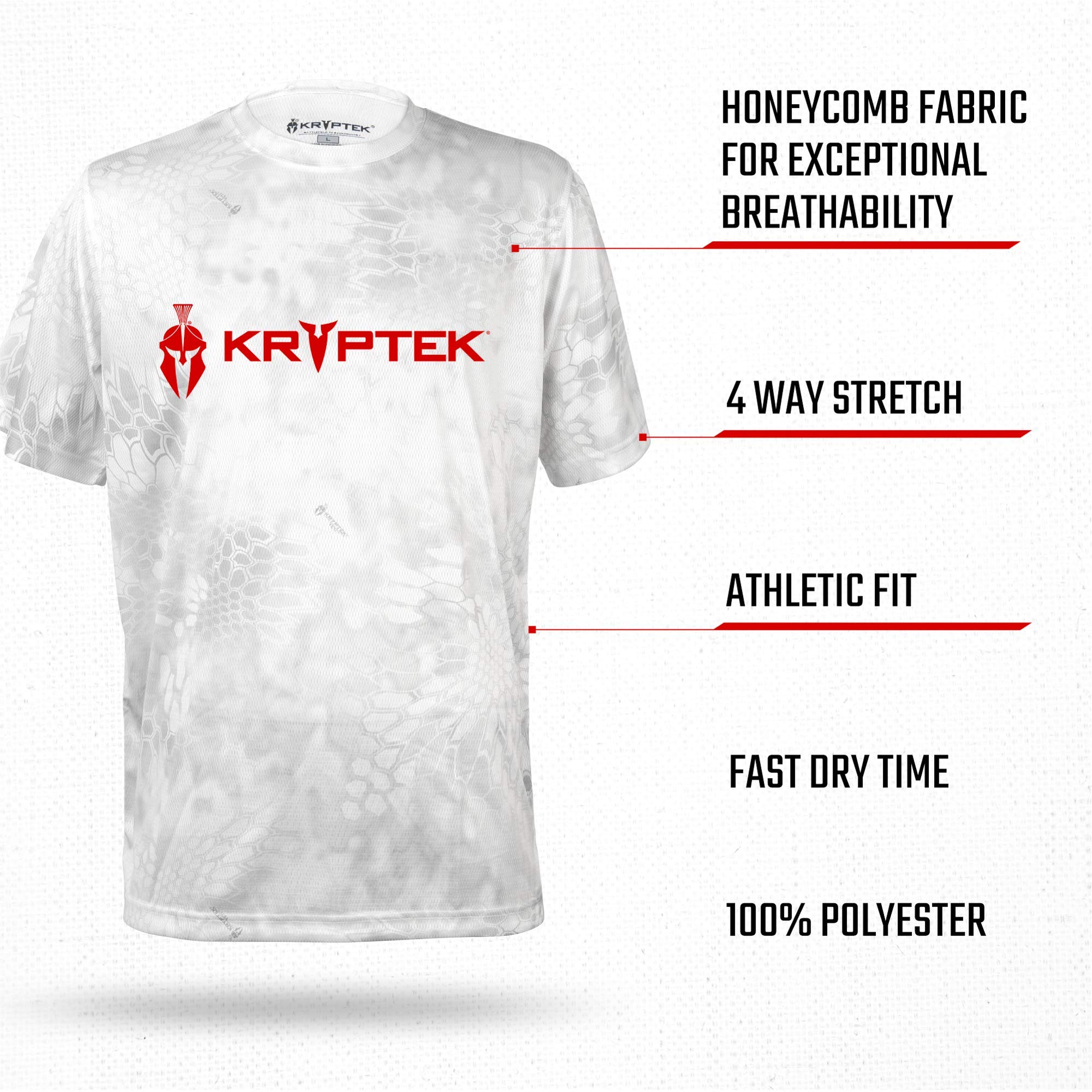 Kryptek Men's Standard Hyperion Short Sleeve Logo Crew, Wraith, L
