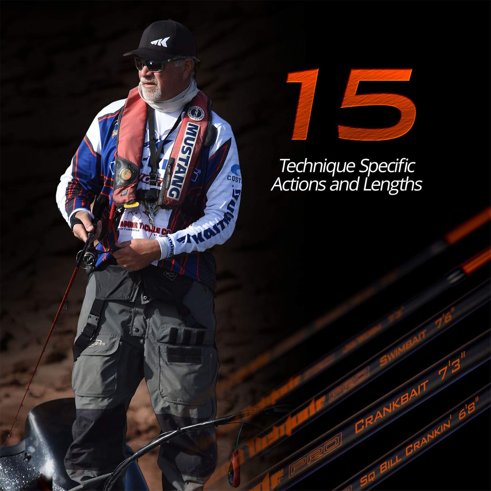 KastKing Speed Demon Pro Bass Fishing Rods, Cast-Sq Bill Crankinft -6ft 8in M Power-Moderate