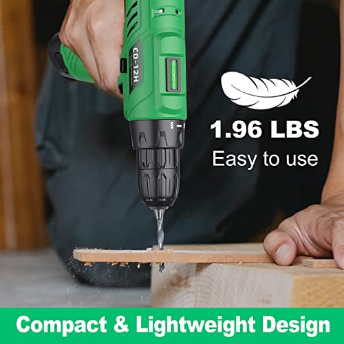 Tegatok Power Drill Cordless, 12V Cordless Drill with Battery and Charger, Electric Drill with Variable Speed and 18+1 Torque Setting, 25 Drill Bits for Drilling and Screwing