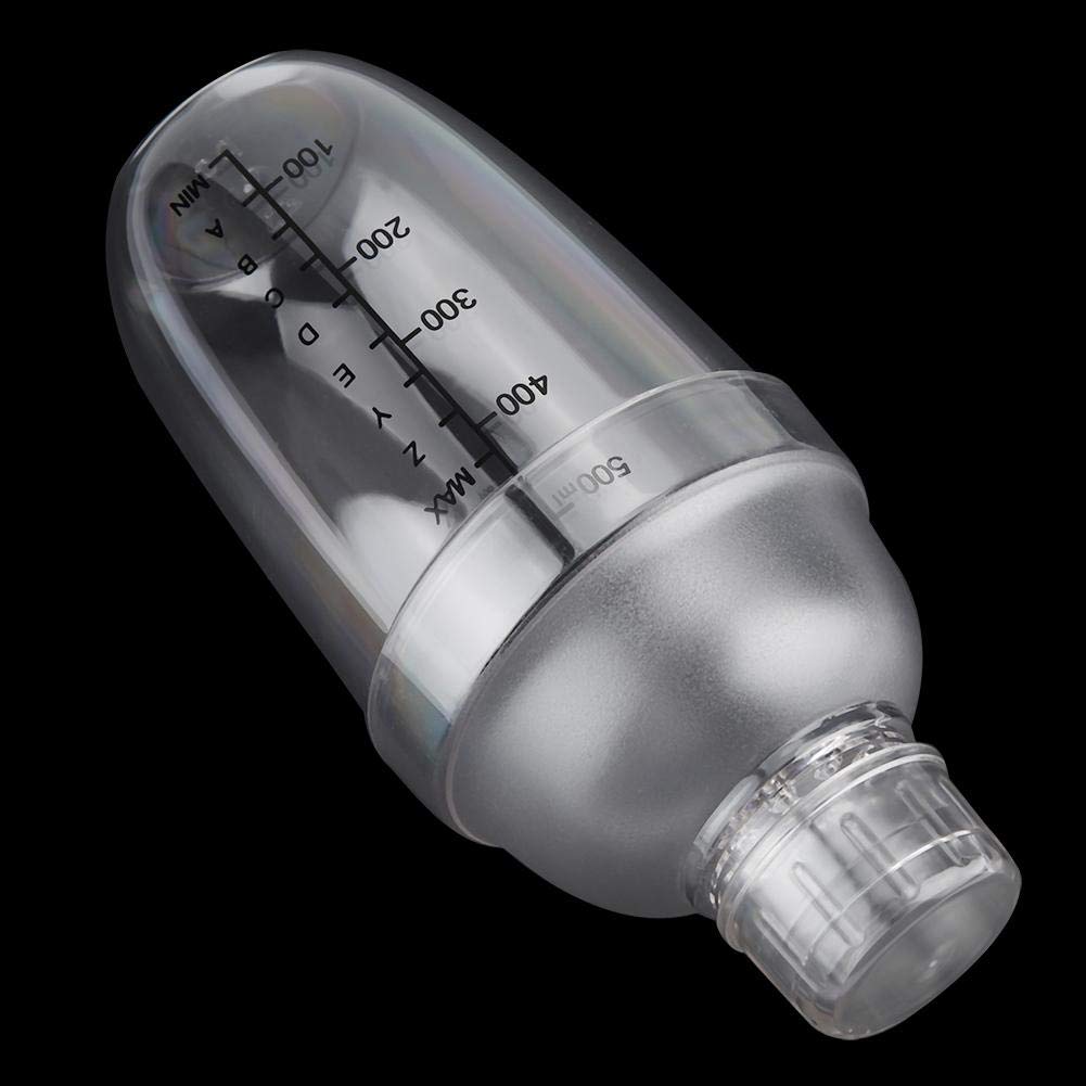 Plastic Cocktail Shaker, Drink Mixer Hand Shaker Cup with Scales, Anti-leaka Transparent PC Milk Tea Cocktail Drink Shaker Bar Tool (500ML)