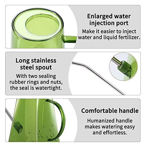 Watering Can, Goowin Watering Can Indoor Plants, Long Spout 47 oz Small Watering Can for Indoor with Bonus 16 oz Spray Bottle & 8.5 oz Squeeze Bottle, Green