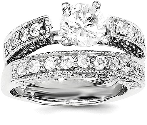 IceCarats 925 Sterling Silver Cubic Zirconia CZ Wedding Band Engagement Ring Bridal Jewelry Set Size 6