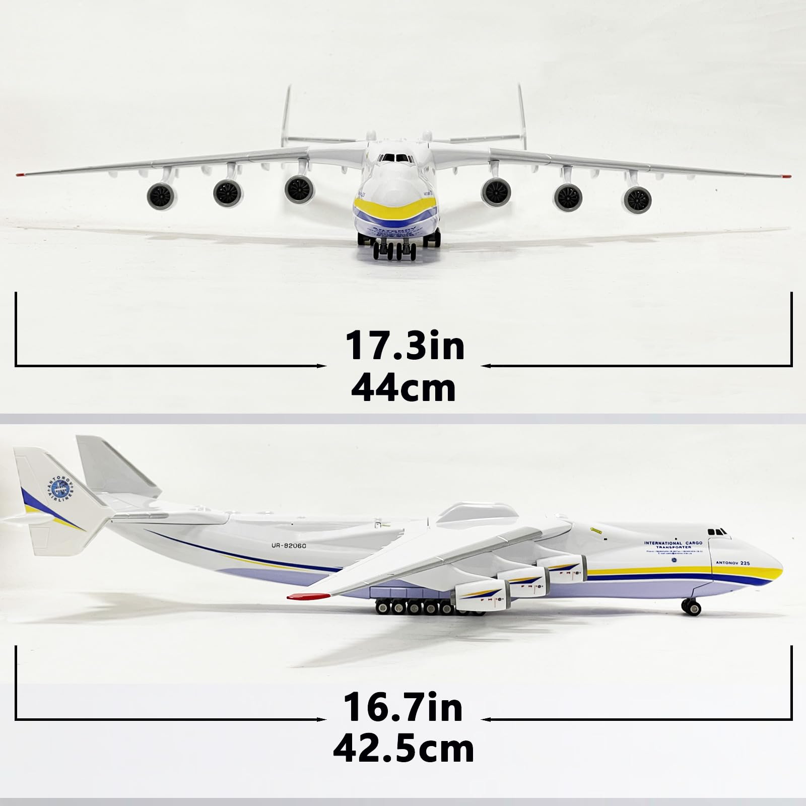 Mahfisj 1:200 Scale AN225 Model Airplane,Openable Cabin, 17-inch Length, Resin Aircraft Model Toy for Gifts and Collections (an225-1)